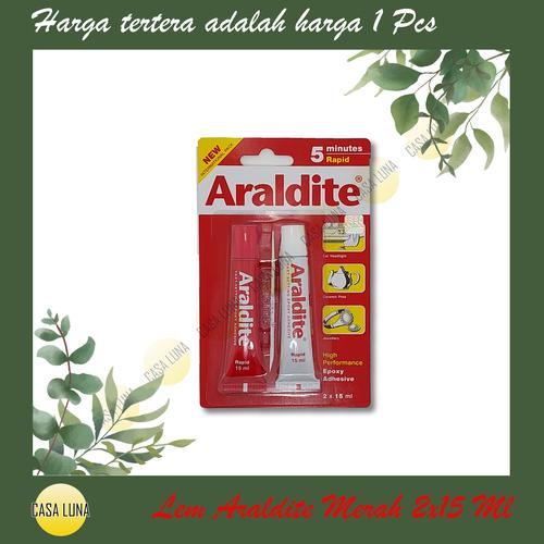 Jual Lem Araldite Merah ORIGINAL 5 Menit 2x15 Ml lem Epoxy 5 Menit ...