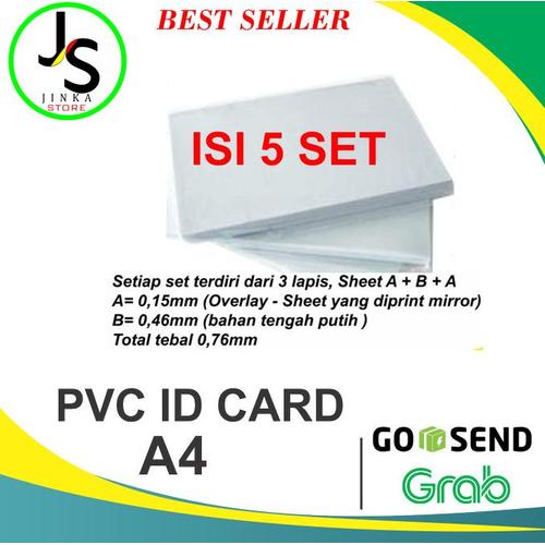 Jual Bahan Pvc ID Card/ Pvc Kertas ID Card 1 Pak Isi 50 Pcs Ukuran A4 ...