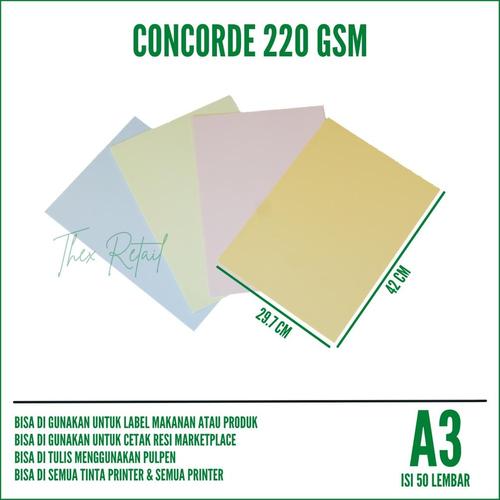 Jual Kertas Concorde A3 220 Gr Isi 50 Lembar / Kertas Sertifikat A3 ...