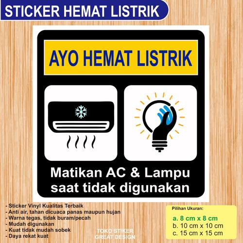Jual Sign Stiker Hemat Listrik K3 Rambu SAFETY - 8cm x 8cm/10x10cm ...