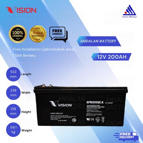 Jual Baterai Kering VRLA UPS, Solar Panel 12V 200Ah, VISION 6FM 200E-X ...
