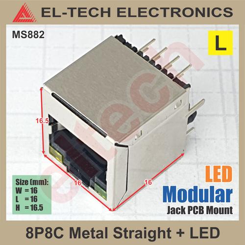 Jual 8P8C RJ45 LAN Modular Jack PCB Metal Pelindung Lurus Konektor ...