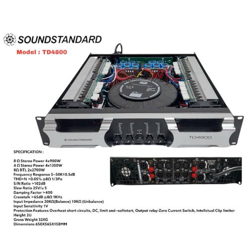 Jual power amplifier 4 channel sound standard td4800 power amplifier ...