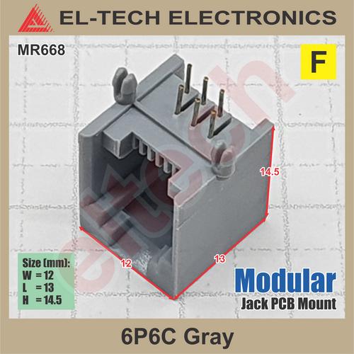 Jual 6P6C RJ11 Telepon Modular Jack PCB Black Hitam Siku Low Profile ...