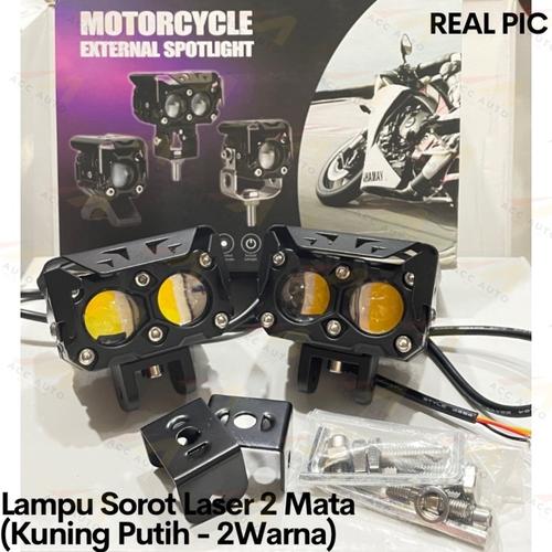 Jual Lampu Sorot Mini Projie 2 Mata / Lampu Laser LED 2Warna Kuning ...
