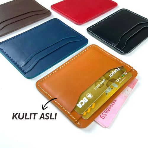 Promo dompet kartu - slim wallet kulit asli warna biru - minimalis ...