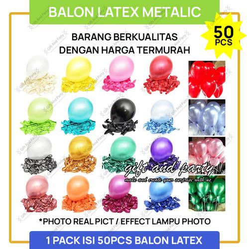 Promo Balon Latex Metalik 1 PACK ISI 50 Pcs / Balon Per Pack / Balon ...