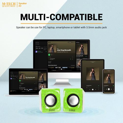 Jual SPEAKER MTECH A1 A2 A3 FOR PC LAPTOP NOTEBOOK WIRED MULTIMEDIA USB ...