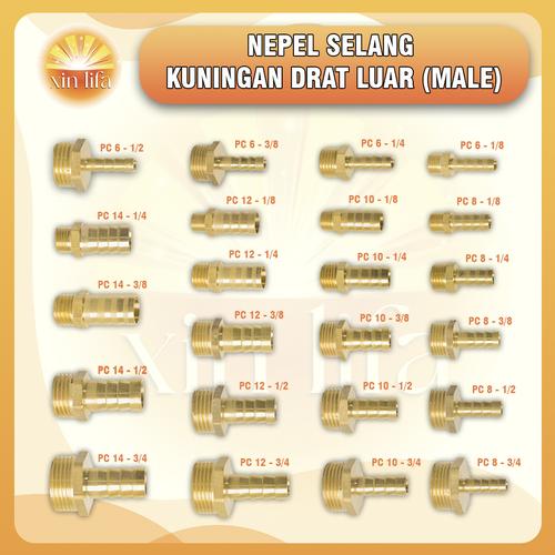 Promo Hose Nipple Hose Nepel Selang Kuningan Male PC - PC 8-1/4 - Kota ...