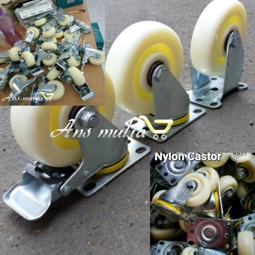 Jual Roda Trolley Nylon Medium Duty 3 inch Set ( 1 Set ) 2 mati, 2 Rem ...