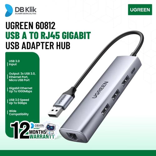 Jual Adapter USB Hub UGreen USB A to RJ45 Gigabit USB A DC in 5V (60812 ...