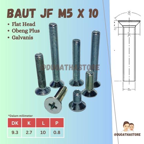 Jual M5x10 Baut JF Flat Head Baut JF M5 x 10 Obeng Plus - Kab ...