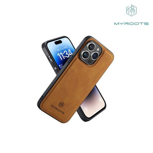 Promo Myroots Leather Case Magsafe Iphone 15 Pro Max Series Phone Cover ...