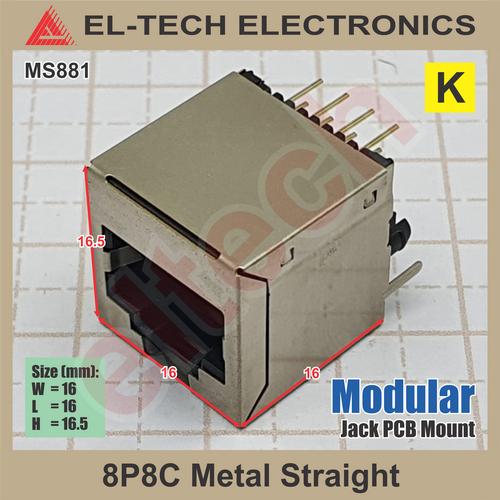 Jual 8P8C RJ45 LAN Modular Jack PCB Metal Pelindung Lurus Konektor ...