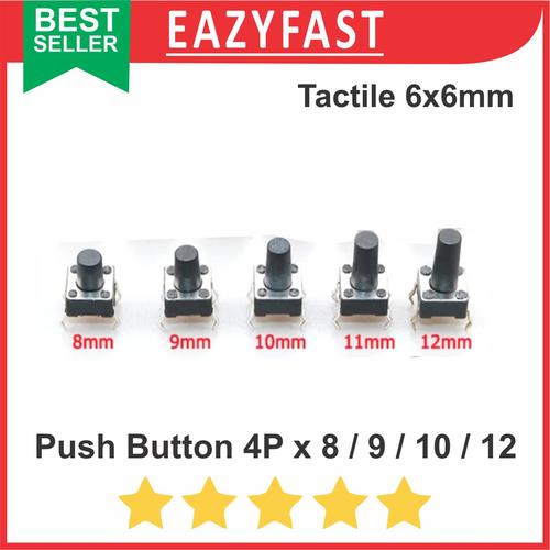 Jual Tactile Switch Push Button 4P 6x6mm 8 9 10 12 mm Sedang 4 Pin Kaki - Kab. Bandung ...