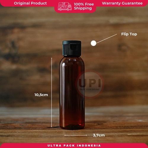 Jual BOTOL PET BR 100ML AMBER & FLIP TOP [ BOTOL FLIPTOP KOSONG ...