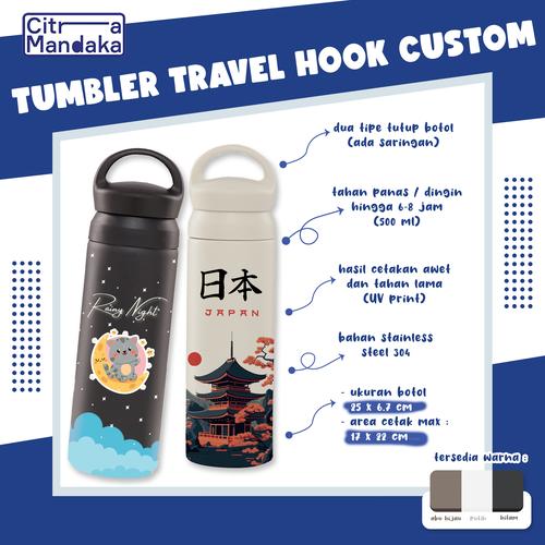 Jual Cetak Tumbler Travel Hook Print UV Custom Nama / Souvenir Botol Minum - Hitam, Polos ...