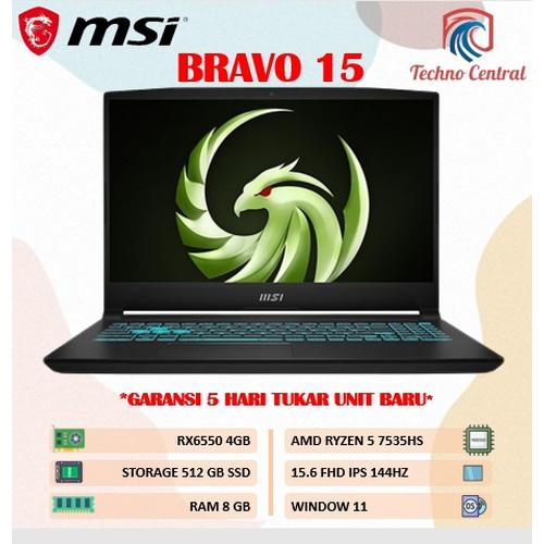 Jual MSI BRAVO 15 RYZEN 5 7535HS AMD RX6550 4GB 8GB 512GB W11 OHS 15.6 ...