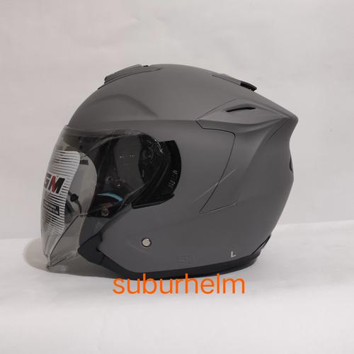 Jual HELM GM FURY SOLID DIM GREY GLOSSY DAN DOFF DOUBLE VISOR ORI ...