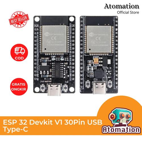 Jual ESP32 ESP-32 Development Board Devkit V1 USB Type-C - CH340C - Kab ...