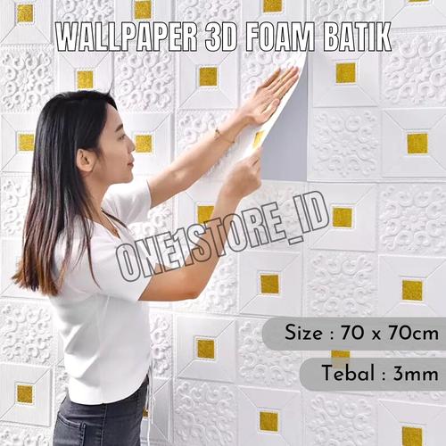Promo Wallpaper Stiker Dinding Ceiling 3D Foam Motif Batik 70cm x 70cm ...