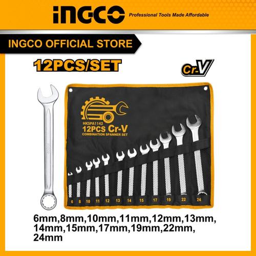Jual Paket Set Kunci Ring / Pas / Kombinasi Ukuran Lengkap Spanner Wrench - INGCO Kombi 12x ...