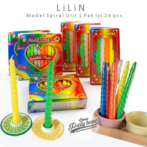 Jual lilin spiral warna warni / lilin ulir / lilin ultah / lilin natal ...