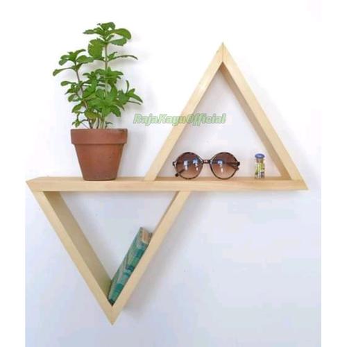 Jual Rak dinding kayu minimalis segitiga tempat penyimpanan serbaguna ...
