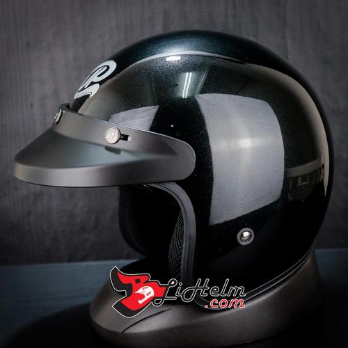 Jual HELM JP RETRO NEW BIGIE SOLID BLACK GLOSSY | HELMET CLASSIC ...