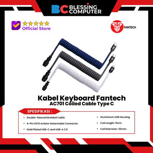 Jual Kabel Keyboard Fantech AC701 Coiled Cable Type C - Navy Blue ...