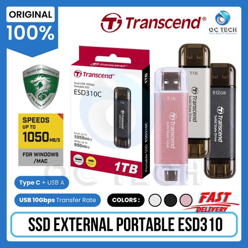 Jual SSD External Type C + A Transcend ESD310C ESD310S 256GB 512GB 1TB ...