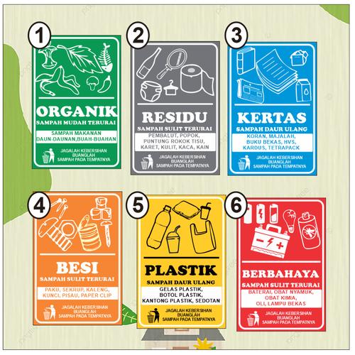 Jual STIKER TEMPAT SAMPAH ORGANIK , RESIDU, KERTAS, BESI, PLASTIK ...
