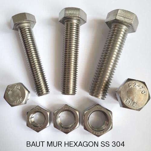 Jual Baut Mur Hexagon Stainless Steel 304 M4 x 35 Diameter 4mm Panjang ...