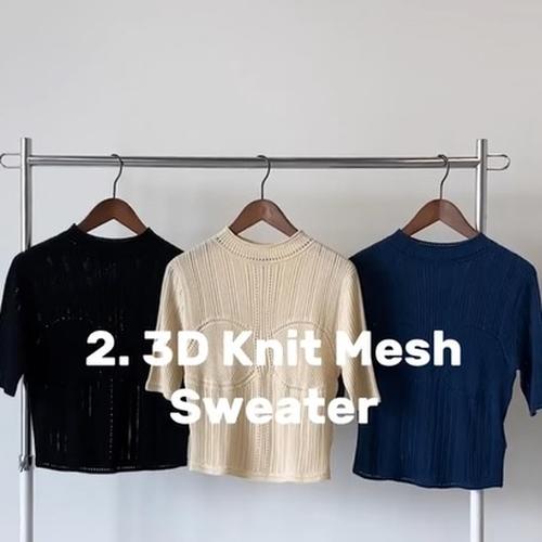 Jual Women Sweater Rajut 3D Knit Mesh Lengan Half Mame Kurogouchi ...