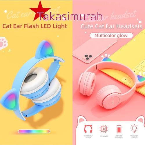 Jual Headphone Headset Bluetooth Wireless Gaming Model Telinga Kucing ...