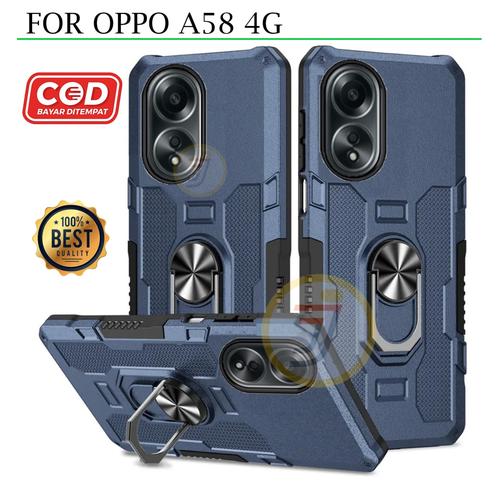 Jual Casing Oppo A58 4G Hit Ring Armor Standing New Hardcase - Biru ...