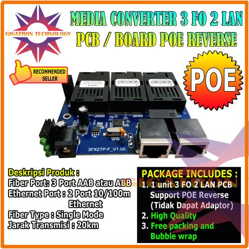 Promo Media Converter 3 FO 2 LAN POE Fiber Optic Switch PCB 3 SC 10/100 ...
