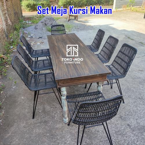 Jual Set Meja Makan Vintage Rustic Antik Jati Minimalis 8 Kursi Makan ...