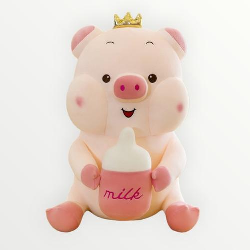 Jual Boneka Karakter Piggy Botol Susu Plush Toy Crown Pig With Milk ...