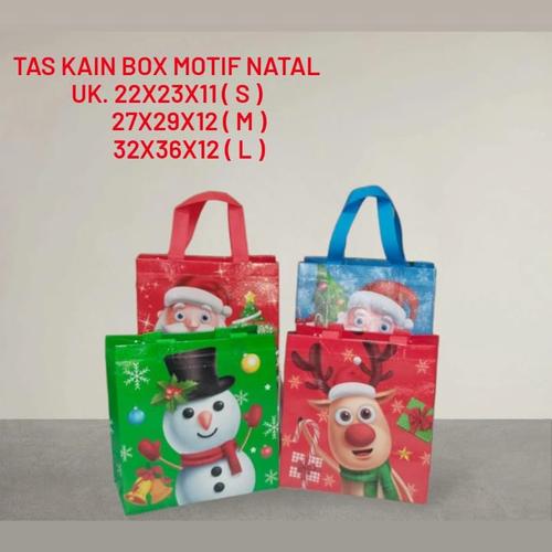 Jual Tas Kain Box Motif Natal / Spunboond Motif Natal Merry Christmas ...