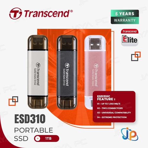 Promo Transcend SSD Portable ESD310 1TB - 1 TB USB 3.2 Type C - Silver ...