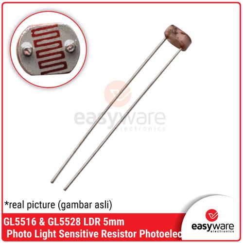 Jual LDR 5mm GL5516 LDR GL5528 LDR Photo Resistors for Arduino - GL5516 ...