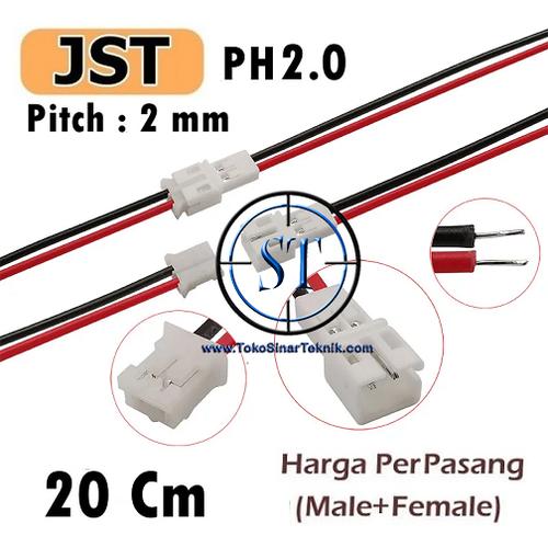 Jual 1 Set Mini JST PH 2.0 20cm 2P 2 Jalur Kabel Connector Plug Male Female - Kota Serang ...