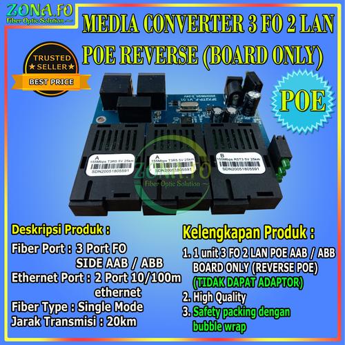 Promo Media Converter 3 FO 2 LAN POE Fiber Optic Switch PCB 3 SC 10/100 ...