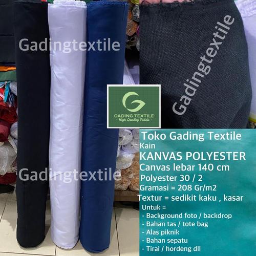 Jual ( per 1 roll ) kain KANVAS POLYESTER canvas PE warna hitam biru ...