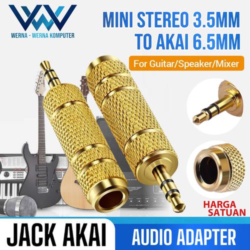 Jual Konektor Audio jack stereo AUX 3,5mm male to AKAI 6,5mm Female ...