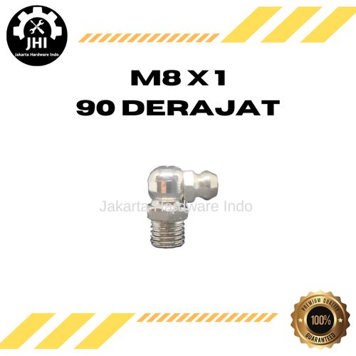 Jual NEPEL GREASE 8MM M8*1 90°/ NIPPLE GREASE / NEPEL GEMUK STEEL ...
