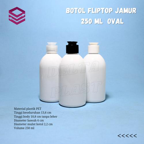 Jual Botol fliptop 250ml oval putih pet/Tutup Fliptop jamur neck 24 varian - Hitam - Kota Bekasi ...