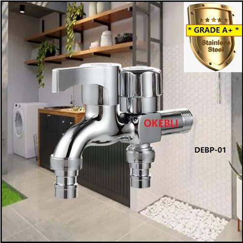 Promo Kran cabang 2 Keran Double Mesin Cuci Kamar Mandi Combo Tembok DK ...