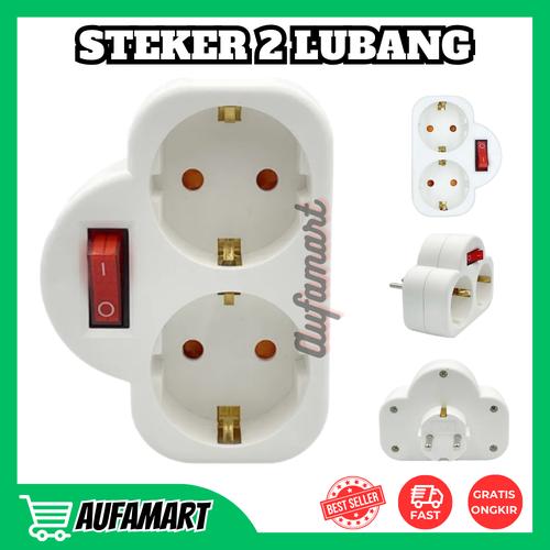 Jual Colokan Steker Listrik 2 Lubang Dengan Tombol On Off - STEKER ...